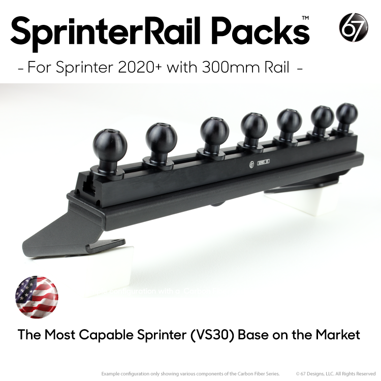 SprinterRail™ 300mm Pack Options with Matte Black Carbon Fiber Arms ...