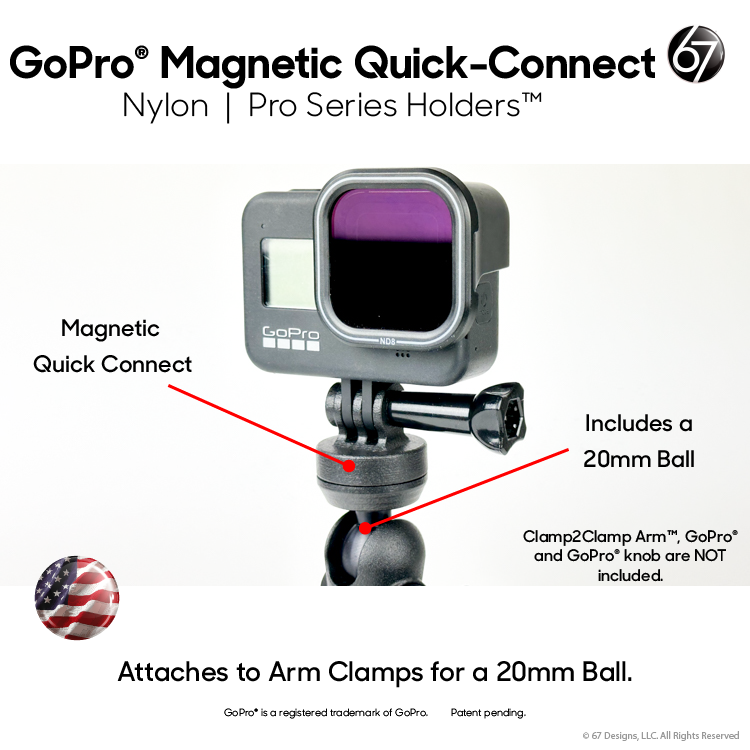 Magnetic 360 Degree Quick-Connect Action Camera Mount with 3 Finger Ad ...